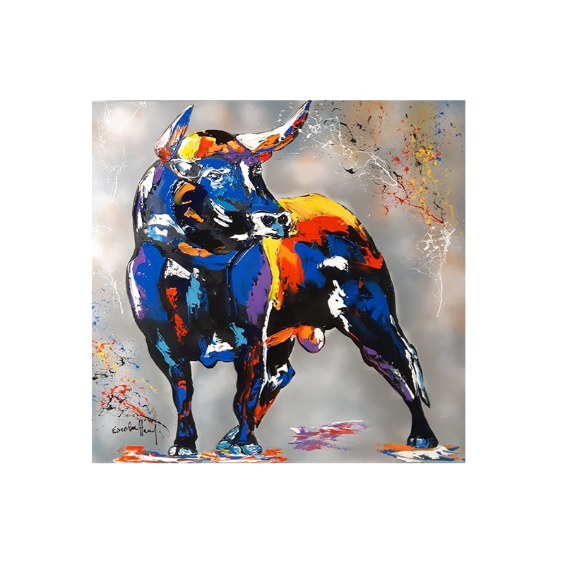 Tableau décoration, taureau, très coloré