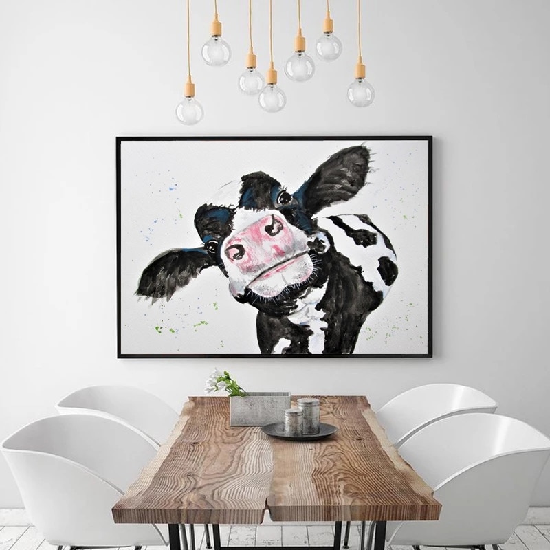 Tableau d'une vache façon peinture