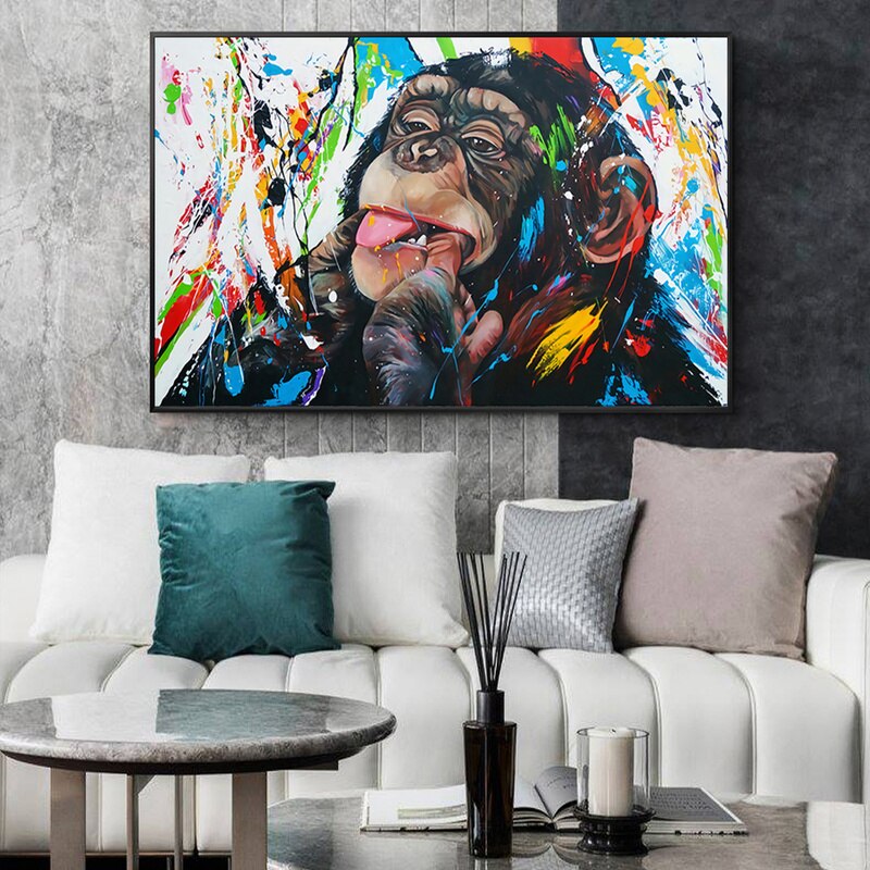 Tableau singe pop-art coloré