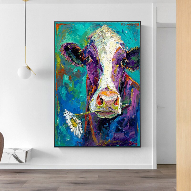 Tableau vache coloré, abstrait