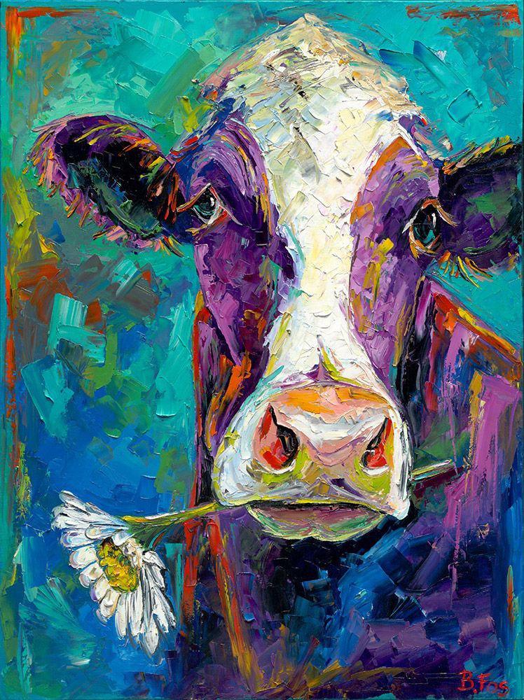 Tableau vache coloré, abstrait