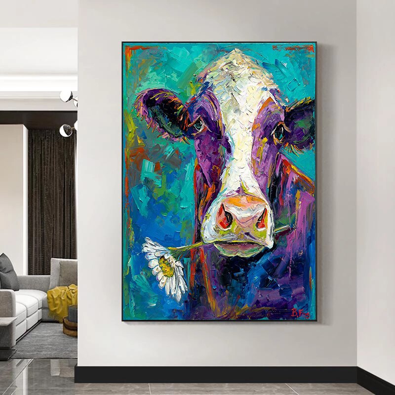 Tableau vache coloré, abstrait