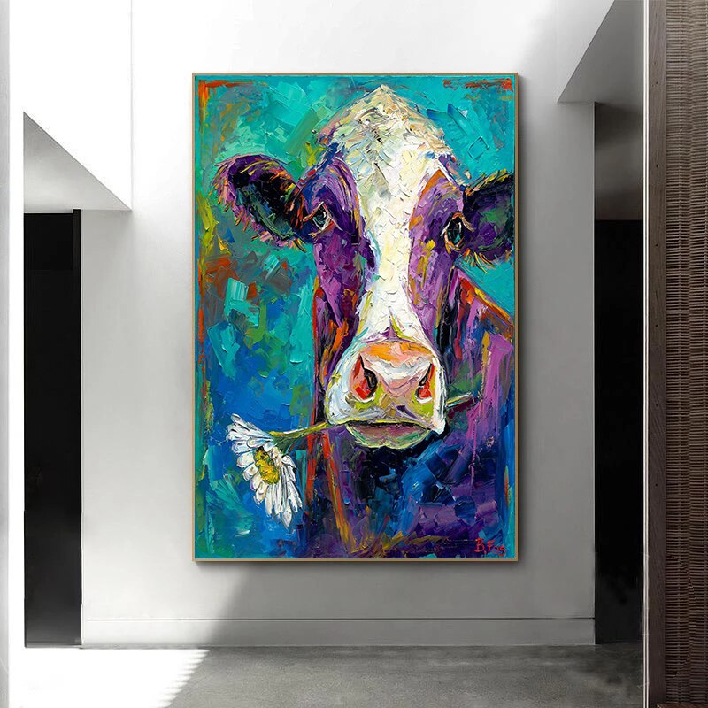 Tableau vache coloré, abstrait